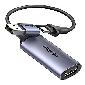 UGREEN Video Capture Card 4K HDMI to USB-A/USB-C HDMI Capture Card Full HD 1080P USB 2.0 Capture Video and Audio Recording for Gaming, Streaming, Teaching, Video Conference