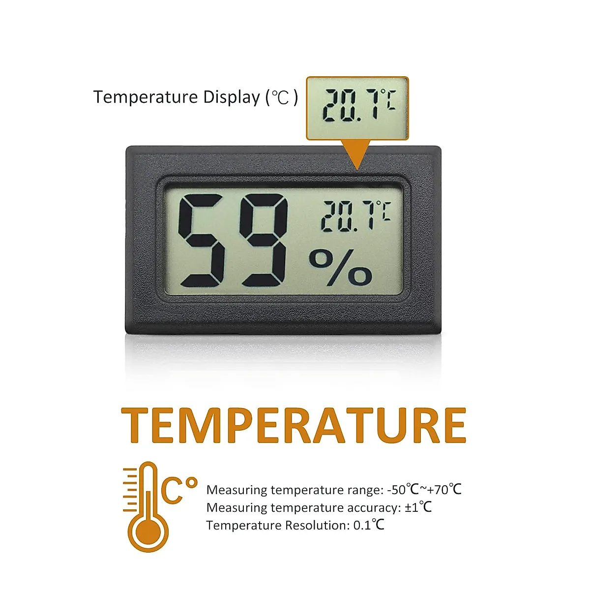 8PCS Mini LCD Digital Thermo-Hygrometer Thermometer, diymore Humidity Temperature Tester Embedded Mini Hygrometer Indoor Room with Batteries(Only ℃ Display)