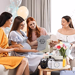 Pregnancy Gift Est 2022, First Time Mom Gifts for Women, New Parents Wine Tumbler Set Baby Onesie Socks Bib Decision Coin - Top Mom Dad Gift Set Idea for Baby Shower, Gender Reveal (7 pcs Set)