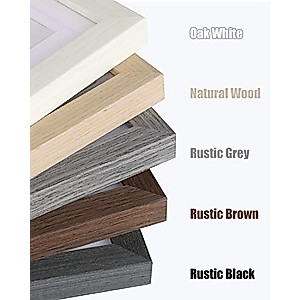 Egofine 8x8 Picture Frame Made of Solid Wood with Plexiglass, Display Pictures 4x4/6x6 with Mat or 8x8 Without Mat for Tabletop and Wall Mounting, Oak Grey