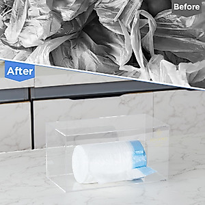 ELEGANCE Trash Bag Holder Dispenser,Clear Acrylic Wall Mounted Garbage Bag Dispenser for Kitchen Cabinets and Under Sink Storage