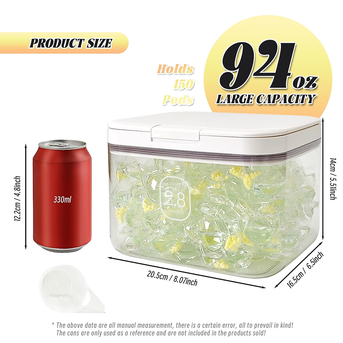 Laundry Pod Holder with Lid, Laundry Pod Container, Sealed Automatic Pop-Up, laundry Pod Dispenser Holds 115 Laundry Pods for Laundry Room Organization Laundry & dishwasher pods container-94oz