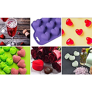 Bakerpan Silicone Chocolate Heart Mold, Heart Shaped Jelly and Ice Tray, Candy Mold, 15 Cavities - Set of 2