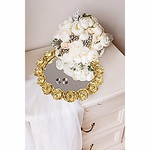 Vixdonos Gold Rose Resin Tray Decorative Mirror Tray Bathroom Vanity Tray for Perfume,Jewelry and Makeup