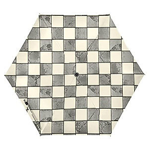 JUNZAN Plaid Repel Umbrella Windproof Travel Umbrella - Compact, Light, Automatic, Strong and Portable - Wind Resistant, Small Folding Backpack Umbrella for Rain - Men and Women