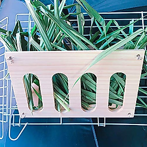 Tfwadmx Bunny Hay Feeder Rabbit Food Dispenser Wooden Hay Manger Rack Holder Minimizing Waste for Guinea Pig Chinchilla Hamster