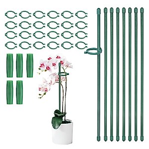 Plant Stakes, 20PCS Plant Support Sticks Adjustable Length Orchid Stakes Garden Stake Pole with Clips Suit for Potted Tomato Rose Amaryllis Vegetables and Indoor Plants