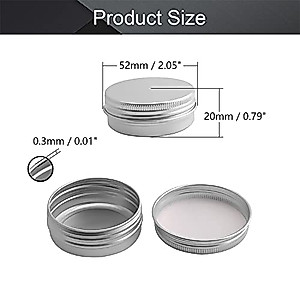 Othmro 5Pcs 1oz Metal Round Tins Aluminum Tin Cans Jar Refillable Containers 30ml Tin Cans Tin Bottles Containers with Screw Lid for Salve Spices Lip Balm Tea Candies Silver 52×20mm