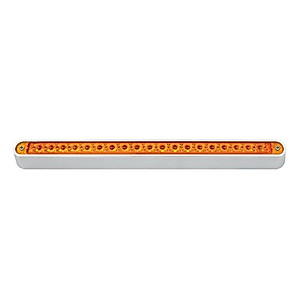 Grand General 76290 Amber 12" 19-LED Sealed Light Bar with Chrome Base and 3 Wires for Dual Function