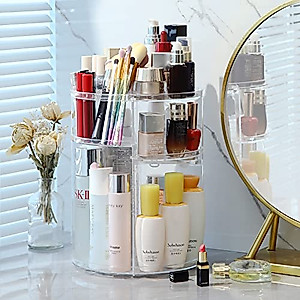 COOLBEAR Makeup Organizer,360 Degree Rotating Adjustable Acrylic Cosmetic Storage Display Case,6 Layers Large Capacity Makeup Storage for Perfumes,Makeup Brushes,Lipsticks and More,Clear Transparent