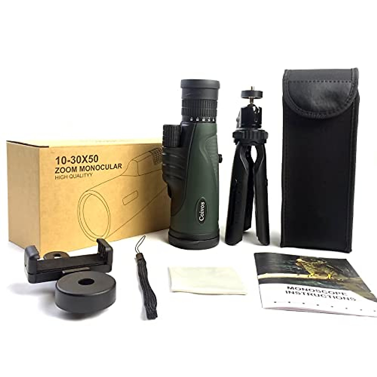 10-30x50 Monoculars for Adults High Powered, Monocular Telescope with Smartphone Adapter, HD Monocular for Bird Watching, Hunting and Camping