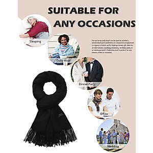 EASE LEAP Pashmina Scarfs for Women Silky Shawls and Wraps for Evening Dresses Soft Large Scarves Wedding Warm Stylish Solid Color, Black