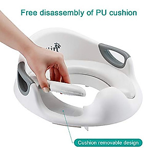 Potty Training Seat For Kids Boys Girls Toddlers Toilet Seat For Baby With Cushion Handle And Backrest Toilet Trainer For Round And Oval Toilets (White)