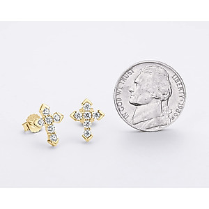 DYUNQ Cross Moissanite Gold Earrings in Sterling Silver for Women and Men, Hypoallergenic Stud Earrings for Sensitive Ears, Christian Faith Valentine's Day Jewelry Gifts