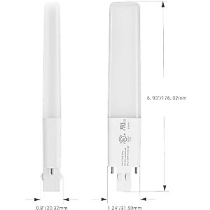 Legental GX23 Base LED Bulbs, 6w(13w CFL Equivalent) LED Slim, 2-Pin PL Horizontal Recessed Lamp,for Wall Scones, Bathroom Vanity Light,Cool Light 5000k, UL Listed, 2 Pack