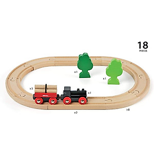 BRIO World - 33042 Little Forest Train Set - Premium 18-Piece Wooden Toy Train Set with Track and Accessories | Perfect for Kids Ages 3 and Up | FSC Certified for Sustainability