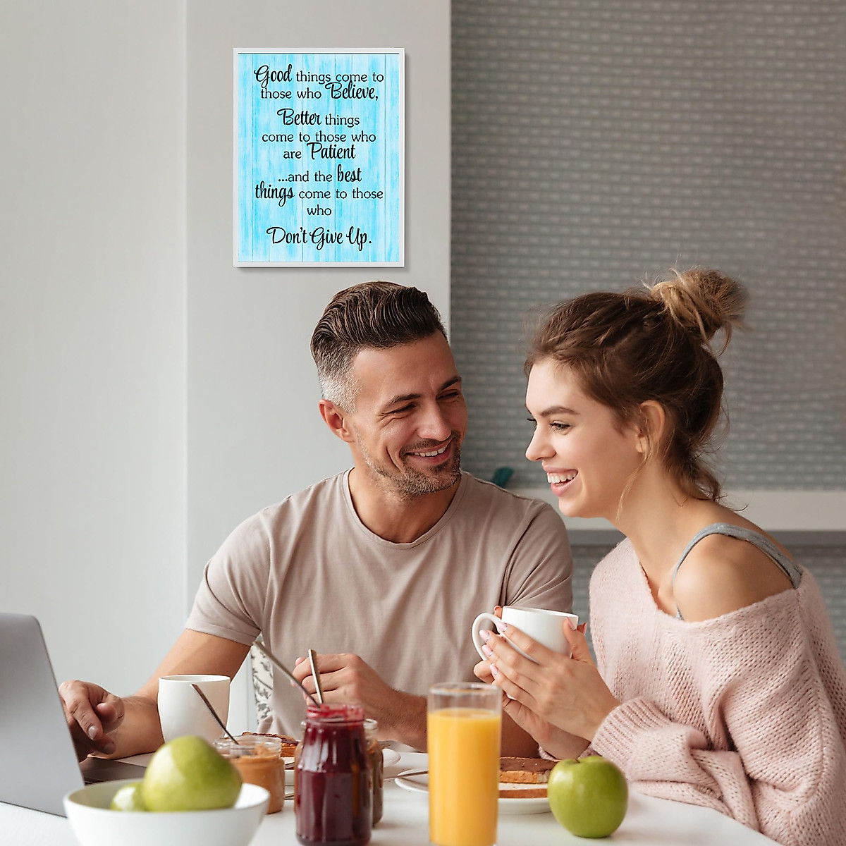 Believe, Don't Give Up - Inspirational Wall Art, Motivational Quotes Wall Print with Rustic Wood Design for Home Decor, Office Decor & Classroom Decor. Reminder to Persevere! Unframed - 8x10