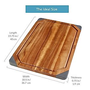 PortoFino Wood Cutting Board - Wooden Cutting Boards for Kitchen - Chopping Board - Cheese Board - Charcuterie Board - Acacia Wood Cutting Board - Non Slip Cutting Board - Tablas Para Picar Cocina