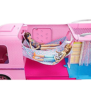 Barbie Camper Playset, Dreamcamper Toy Vehicle with 50 Accessories Including Furniture, Pool & Slide, Hammocks & Fireplace (Amazon Exclusive),Pink