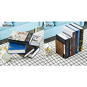 Large Bookend Hold Heavy Books- 7x4x5in Wood Bookends for Heavy Books Heavy Duty Walnut Book Ends for Men Wood Bookends for Office Desk Non-Skid