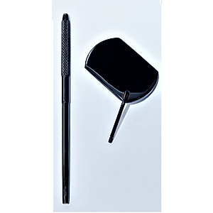 Lash Tweezers for Eyelash Extensions | Stainless Steel - Diamond Grip Straight & 45 Degree Volume | Tip with Free Mirror for Women, Makeup, Lashing, Fans Professional Tool Kit 14 cm Black