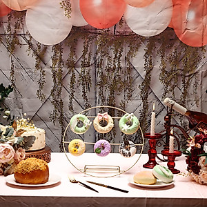 4 Pack Metal Donut Wall Display Stands Set, Reusable Doughnut Bagel Holder Gold Round Donuts Stand Rack Display Holds up 10cm 24 Donuts for Dessert Display Table Treat Parties Decorations