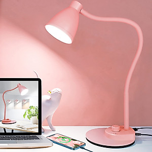 BOHON LED Desk Lamp Reading Light Eye-Caring 3 Color Modes 10 Brightness Dimmer USB Study Book Clamp Lamp 360° Flexible Clip on Night Light for Headboard Bedroom and Office