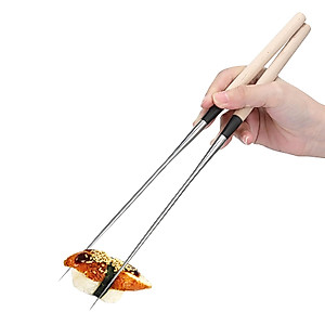 Sushi Chopsticks, 11in Extra Long Metal Chopsticks Japanese Cooking Chopsticks Sushi Chef Traditional Garnishing Plating Tweezers(S)