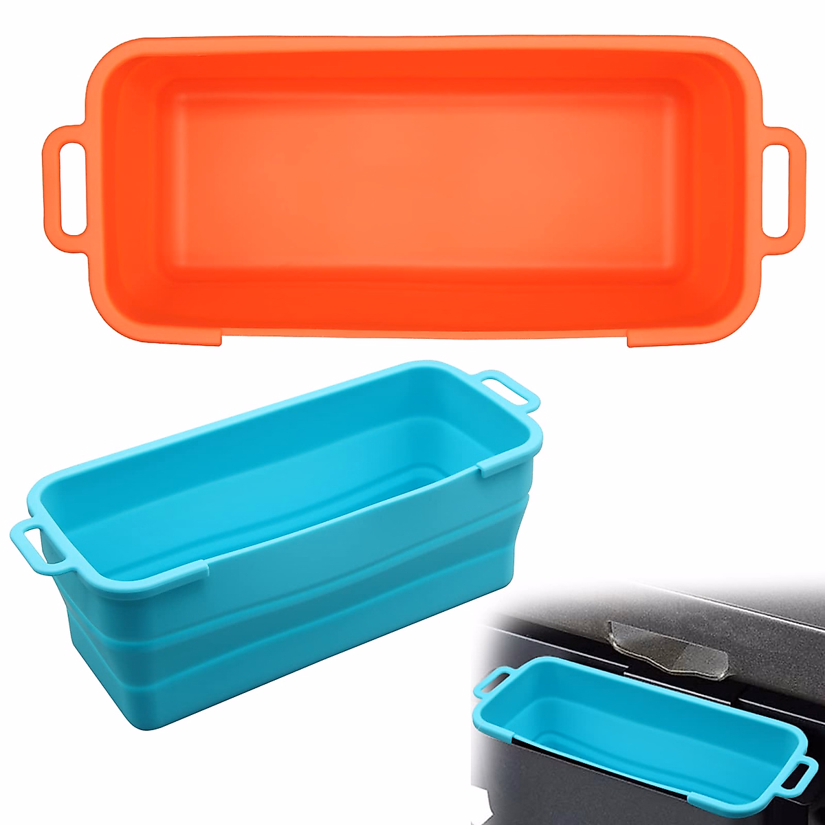 CANIPHA 2Pcs Silicone Grease Cup Liners for Blackstone 17/22/28/30/36 Inch Griddle, Foldable Catcher Tray Liner, Reusable Drip Pan for Black Stone Trays Gate, Griddle Accessories(Blue, Red)