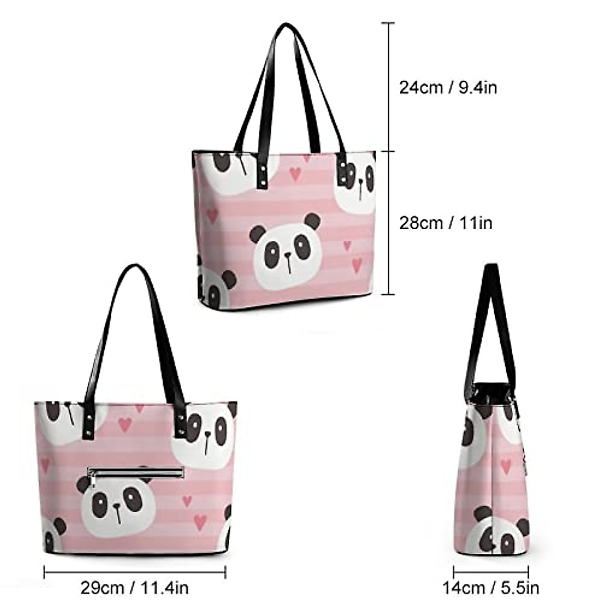 Womens Handbag Panda Patterns Leather Tote Bag Top Handle Satchel Bags For Lady