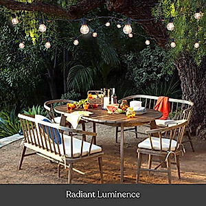 Brightech Ambience Pro Solar Powered LED Outdoor String Lights - 27 Ft Commercial Waterproof Patio Lights with Edison Bulbs - Durable String Lights for Outside, Backyard, Porch - 1W, Soft White