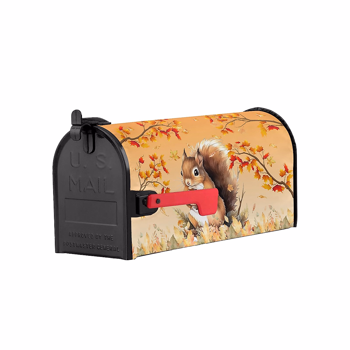 Fall Squirrels Magnetic Mailbox Covers Standard Size 18x21 Inch, Maple Leaves Autumn Mailbox Wraps Mailbox Post Cover Seasonal Fall Thanksgiving Holiday Mailbox Decor for Outside Garden Yard