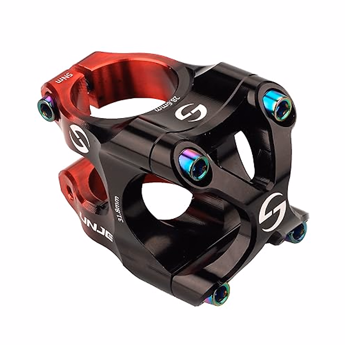 Bike Stem 31.8 * 35mm Short Gradient Bicycle Handlebars Riser Lightweight CNC Aluminum 28.6 for Mountain Bike Enduro Trail AM XC (Black Gradient Red)