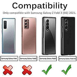 Miimall Compatible for Samsung Galaxy Z Fold 3 Case with Pen Holder, Slim Folding Kickstand Anti-Drop Shockproof Bumper Cover Cases for Galaxy Z Fold 3 5G (Silver)