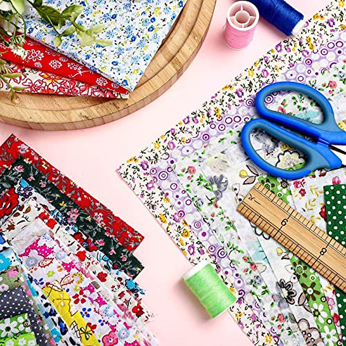 150 Pcs 10 x 10 Inches Cotton Fabric Bundle Precut Fat Squares Fabric Scraps Cotton Quilting Fat Flower Animals Cartoon Fabric Patchwork for DIY Craft Sewing Clothing