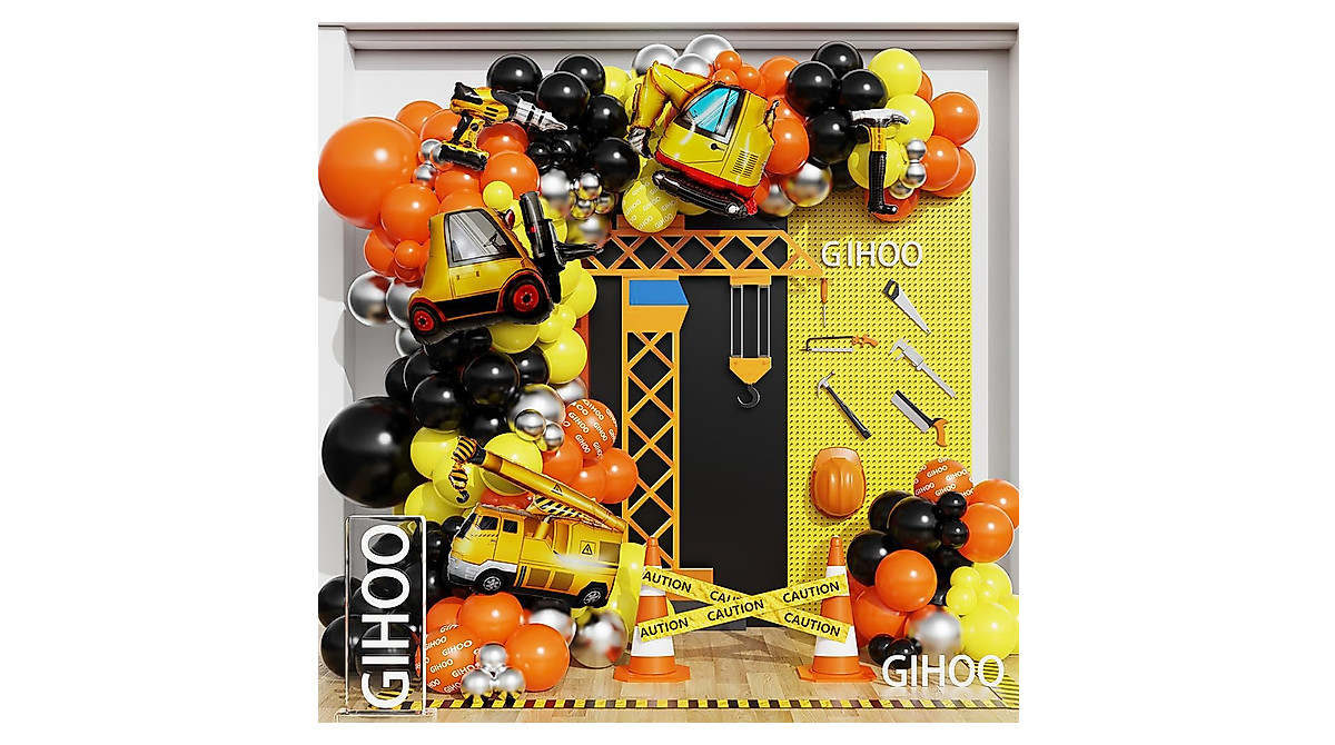 Construction Party Supplies – 147pcs Balloon Arch Kit