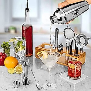 Bartender Tool Set has to Craft Perfect Drinks - Designed for Lasting use and Durability Feel Like a Professional Mixologist - Includes Items Such as a Shaker Jigger and Strainer