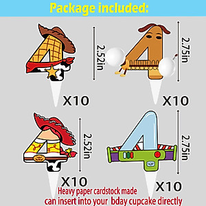 Xrjnfhi Cartoon Story 4th Birthday Party Supplies Reach Four The Sky Birthday Decorations include Balloon Arch kits Backdrop Banner Cake Cupcake Toppers Tablecloth for Boys Girls 4th Bday Decor