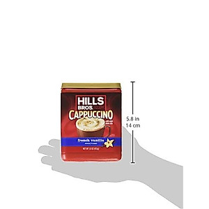 Hills Bros. Instant Cappuccino Mix, French Vanilla - Easy to Use, Enjoy Coffeehouse Flavor from Home – Decadent Cappuccino with a Hint of Sweetness and Vanilla in Light Coffee, 16 Ounce (Pack of 6)