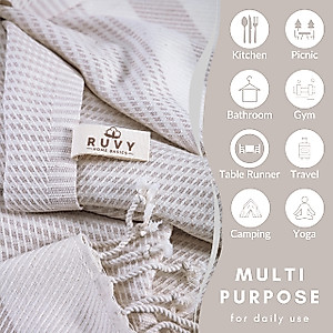 Ruvy Home Basics Turkish Hand Towels for Bathroom Set of 2 | 18"x40", Cotton | Bathroom Hand Towels & Decorative Hand Towels for Bathroom, Kitchen Towels, Dishcloth, Tea, Yoga, Face, Gym - Beige