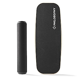 Philosophy Gym Balance Board - Wooden Balance Trainer with Adjustable Stoppers