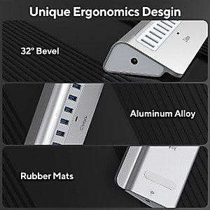 Powered USB Hub, intpw 10 Port USB 3.1 Hub with 10Gbps Data Transfer, 30W(12V/2.5A) Power Adapter, USB Type A and Type C Cable, Aluminum USB Power Hub for Laptop, MacBook and Desktop Computer