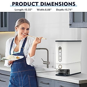 JOJOZOO 26.5 Lbs Rice Dispenser, Large Cereal Grain Storage Container with Measuring Cup & Time Scale, BPA-Free Household Rice Container, for Home Kitchen Pantry Organization