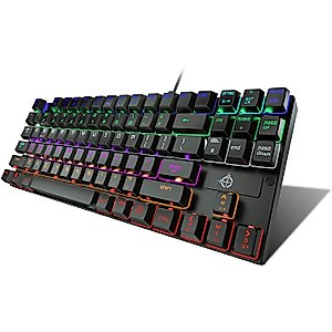 STOGA Mechanical Gaming Keyboard, Anti Ghosting USB Wired Gaming Keyboard with 87 Keys, Alloy Base, 10 Kinds of Backlight Modes LED Backlit