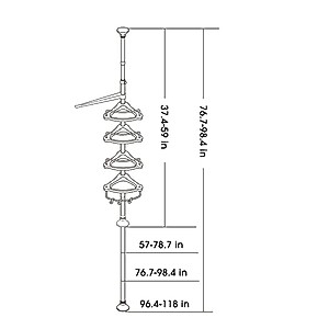 Possday Adjustable Shower Caddy Stainless Steel Shower Rack Corner, 4-layer Adjustable Shelf with Pull Rod, Drill-free Shower Rack, 72-122 inches, White
