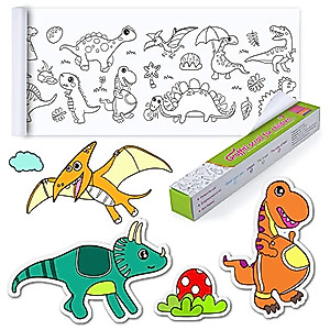 Mity rain Childrens Drawing Roll, Sticky Drawing Roll Paper, 118*11.8 Inches Large Coloring Roll for Kids Ages 4-8 , DIY Painting, Drawing & Art Supplies (Dinosaur Patern)