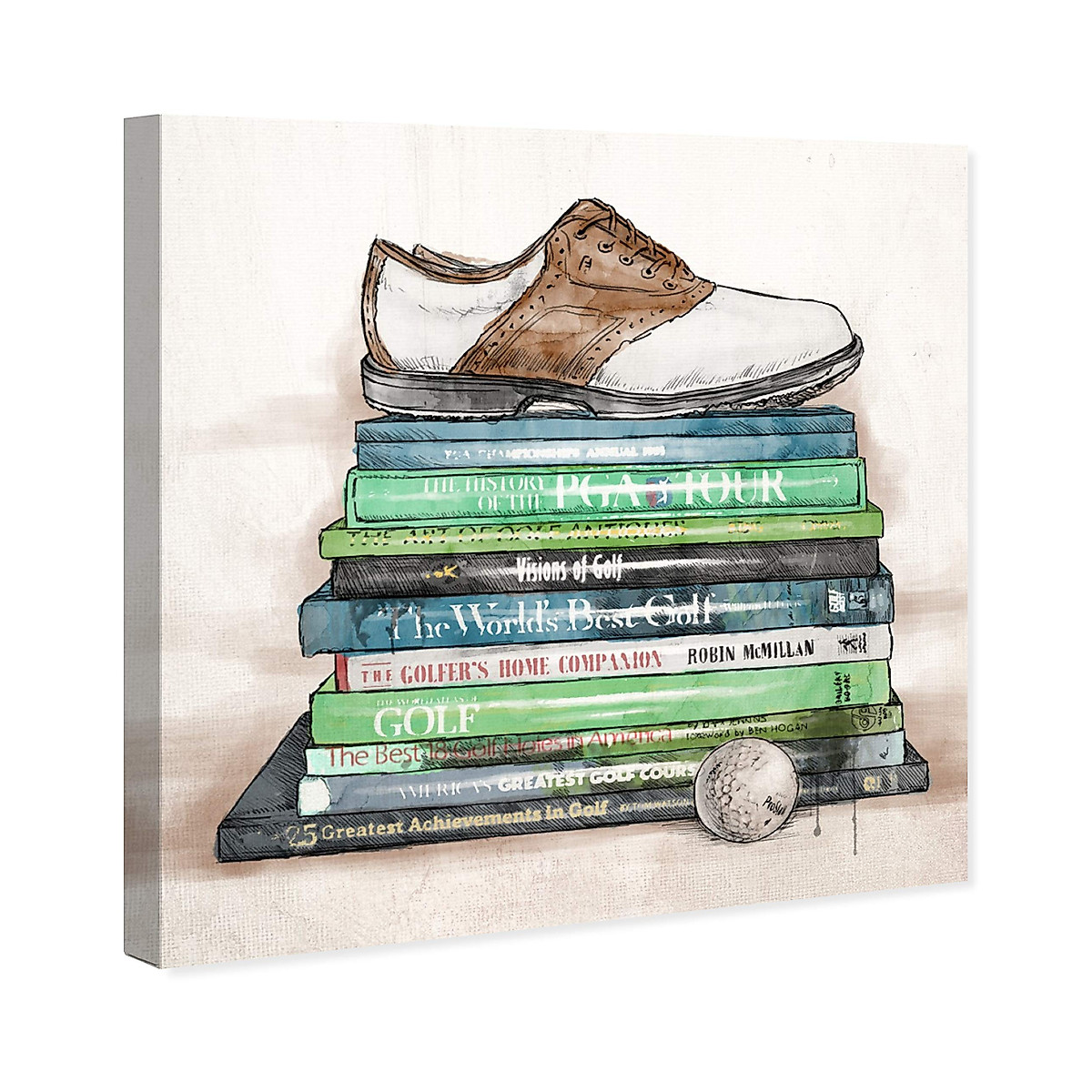 Wynwood Studio Fashion and Glam Wall Art Canvas Prints 'Golf Books' Home Décor, 20 in x 20 in, Green, Brown