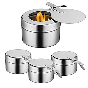 4PCS Fuel Holder for Chafer, Stainless Steel Chafing Fuel Holder with Cover for Chafing Dishes, Buffet Barbecue Party Events