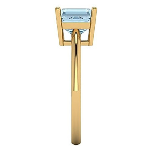 Clara Pucci 2.0 ct Asscher Cut Solitaire Blue Simulated Diamond Engagement Bridal Promise Anniversary Ring 18K Yellow Gold Size 3.75