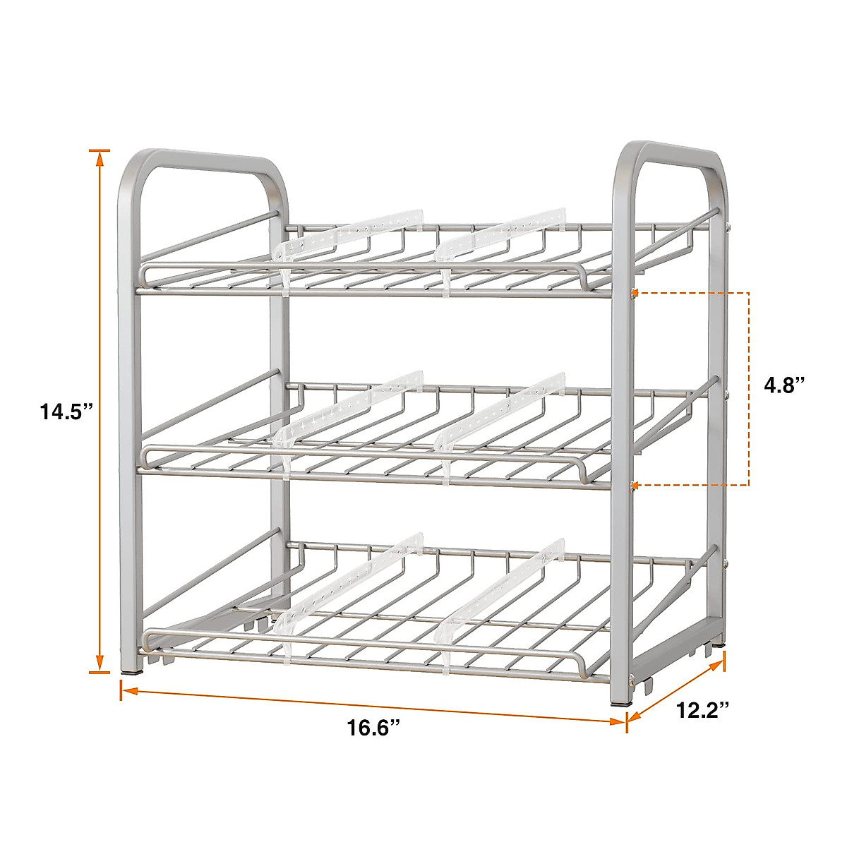 LEGUANG 3-Tier Stackable Can Rack Organizer, Can Storage Dispenser Holds up to 36 Cans for Kitchen Cabinet or Pantry, Silver